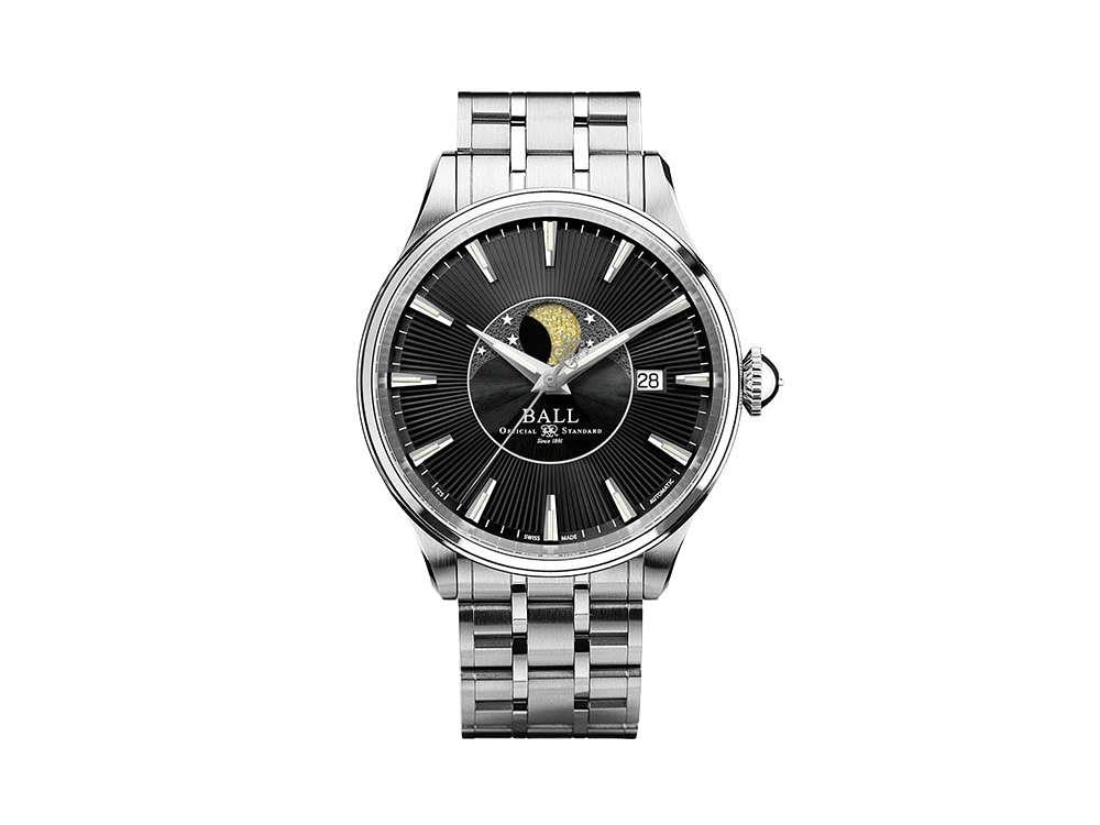 Reloj Automático Ball Trainmaster Moon Phase, Ball RR1801, Negro, NM30 ...
